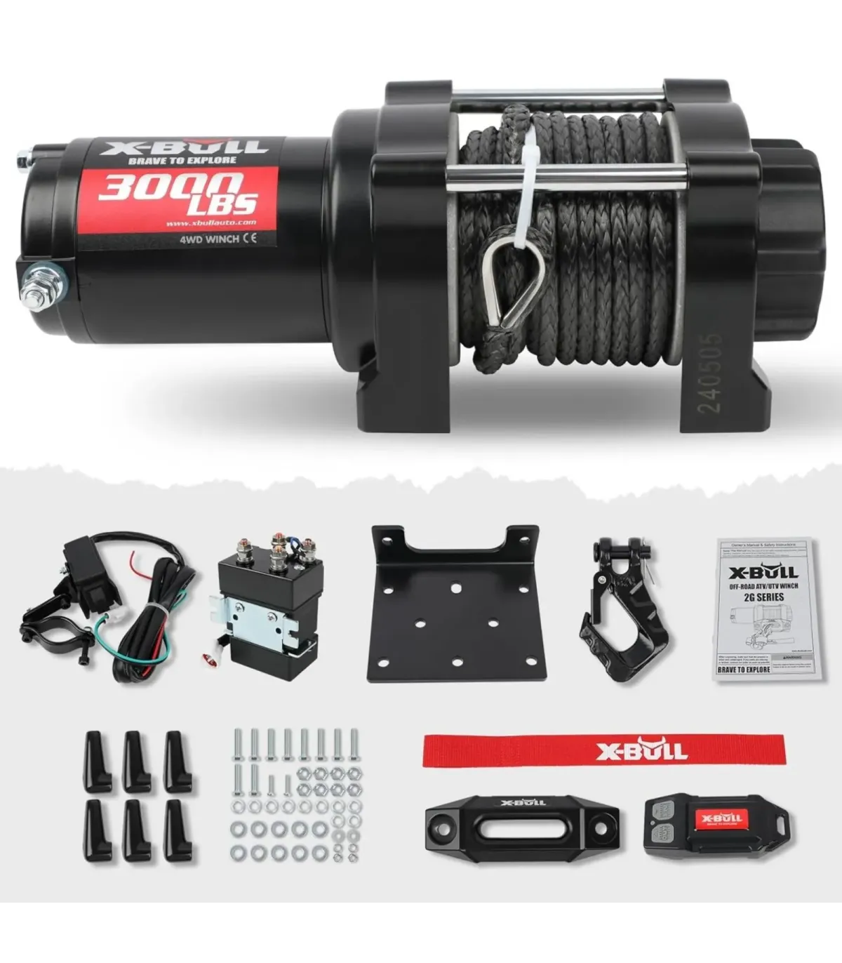 Cabrestante X-Bull 3000 Lbs | IP68 Sumergible | Cuerda Sintética | AF