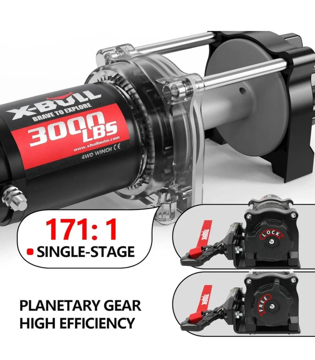 Cabrestante X-Bull 3000 Lbs | IP68 Sumergible | Cuerda Sintética | AF